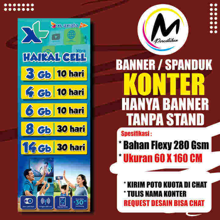 Cetak Banner Konter Kuota XL XBanner Tanpa Tiang | Lazada Indonesia