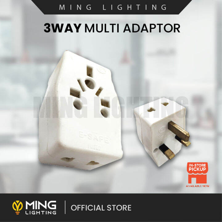 3 Way Universal Multiple Adapter 13a 3 Pin Uk Plug Multi Adaptor Round Flat Led Neon Light