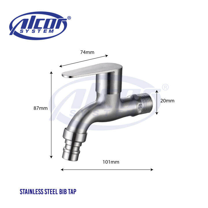 Alcor System SUS 304 Stainless Steel Bib Tap Kitchen Bathroom Quarter ...