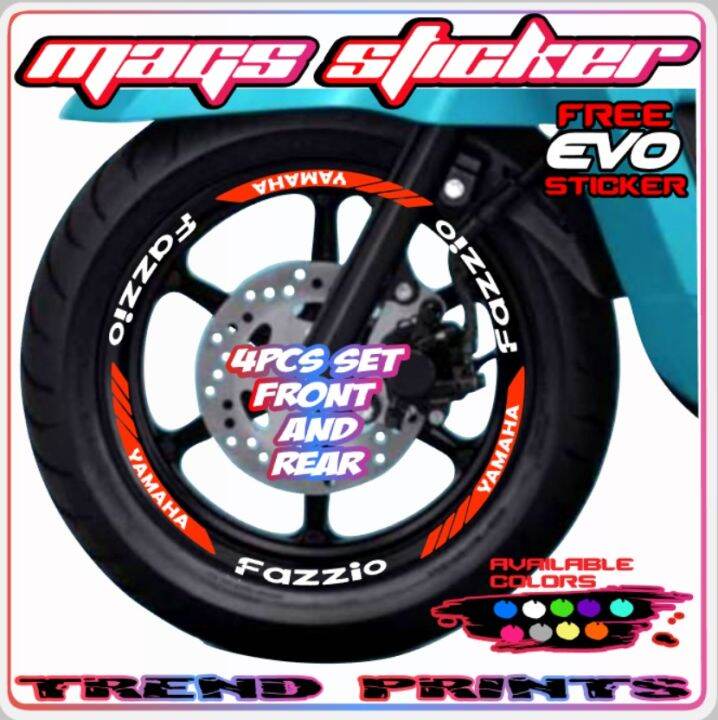 Yamaha Fazzio mags sticker 4pcs set front and rear sticker decals ...