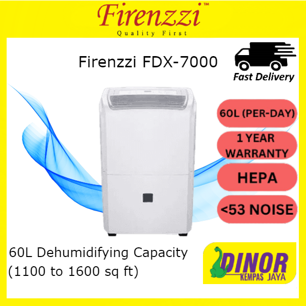 Firenzzi FDX-7000 (1100 to 1600 sq ft) Big Capacity Dehumidifier ...