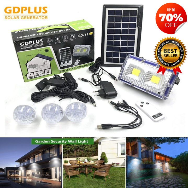 GDPLUS SOLAR LED 9V 3W SOLAR PANEL GD 8018 Plus Solar Lighting System Kit Portable Solar Panel ...