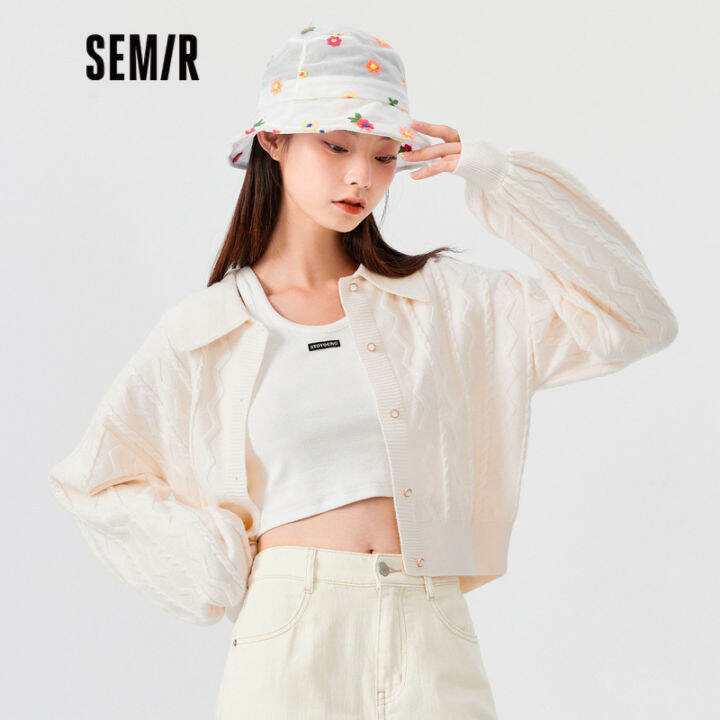 Semir เสื้อกันหนาวผู้หญิง2022ฤดูใบไม้ผลิและฤดูใบไม้ร่วงหลวมถักหวานเล็กๆน้อยๆคาร์ดิแกนสั้นแสดง ...
