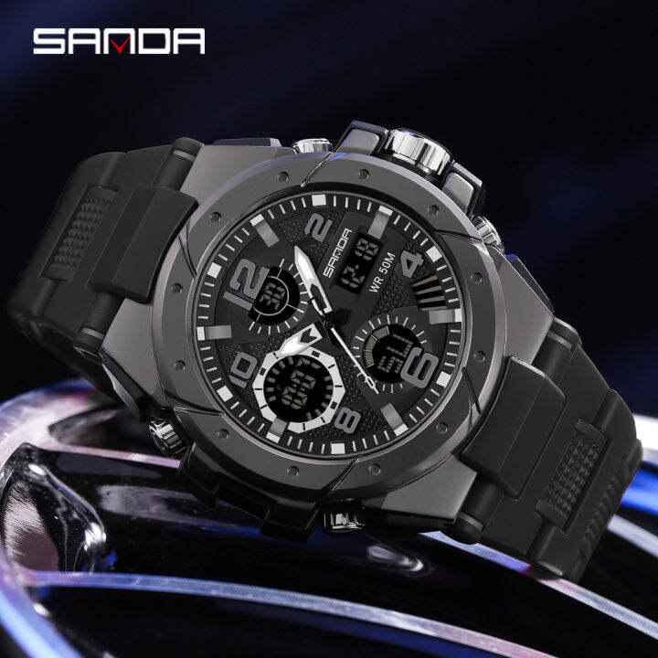 SANDA Top Luxury Brand Fashion Military Men's Watches Waterproof Dual ...