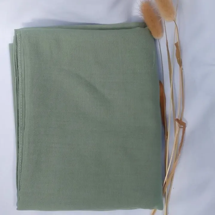 kerudung hijab / jilbab segi empat bahan PARIS PREMIUM voal polos warna hijau muda paris matcha ...
