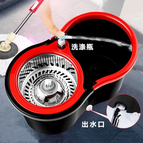 Rotary mop lazy mopping artifact dual-drive mop creative hand-washing mop bucket automatic hand ...