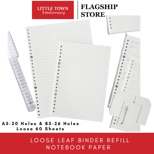 Loose Leaf Binder Refill Notebook Paper A5-20 Holes And B5-26 Holes Loose 60 Sheets | Lazada PH