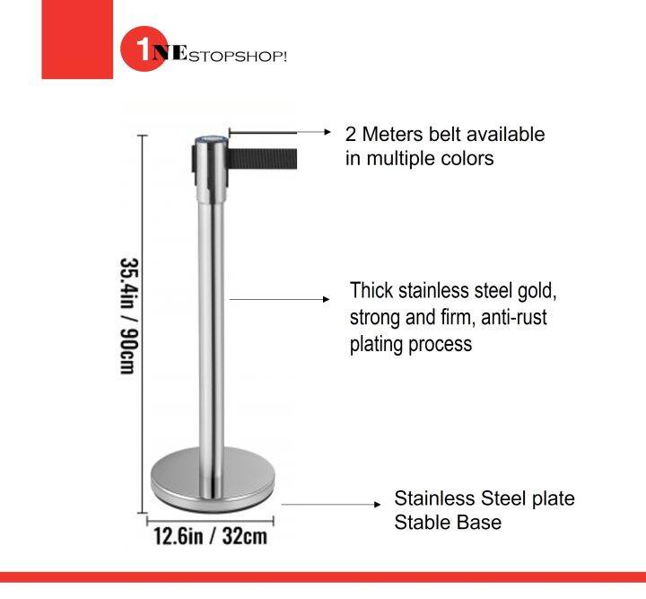 2pcs Stainless Stanchion Post w/ 2meters belt, Belt Stand, Barrier Pole ...