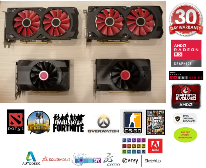 XFX Radeon RX580 2048SP Black Wolf 8G DDR5 256-Bit | RX 560 1024SP ...