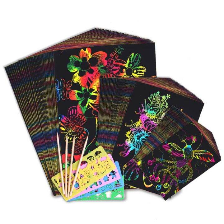 Kids DIY Magic Colorful Scratch Art Paper Card Set Boys Girls Practical ...