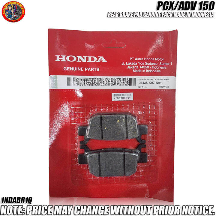 PCX/ADV 150 REAR BRAKE DISC PAD GENUIBE PACK MADE IN INDONESIA ...