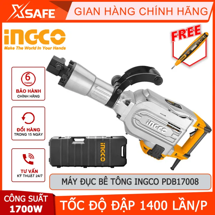 Máy đục bê tông INGCO PDB17008 | Máy khoan đục 1700W, Tốc độ đập 1400 ...