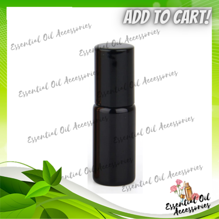 1PC Empty 5ml Matte Black Glass Roller Bottle Essential Oil Black ...