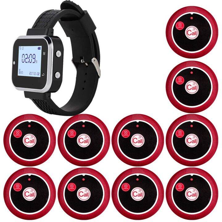 JINGLE BELLS 1 Watch 10 Waiter Table Button Wireless Calling System Transmitter For Restaurants ...