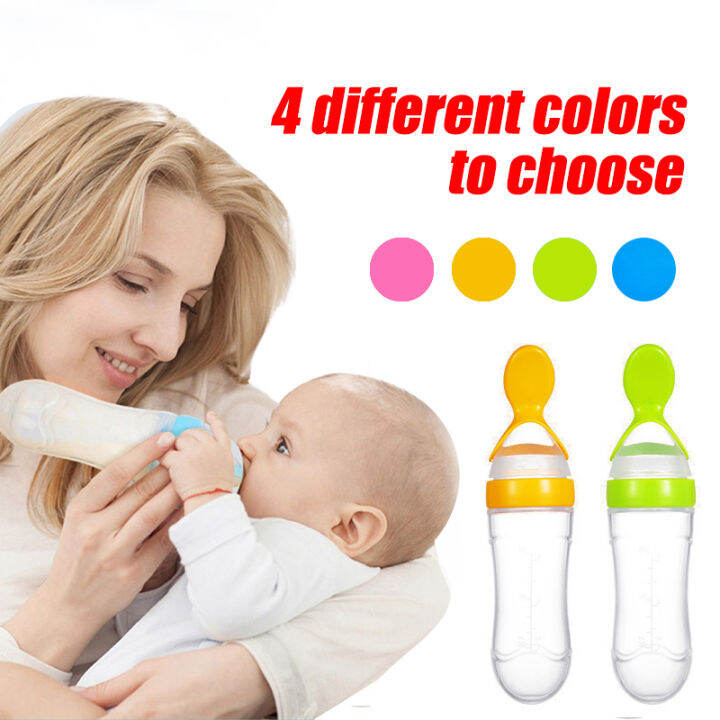 90ml Baby Feeding Bottle with Silicone Spoon 2 in 1 Infant Rice Cereal ...