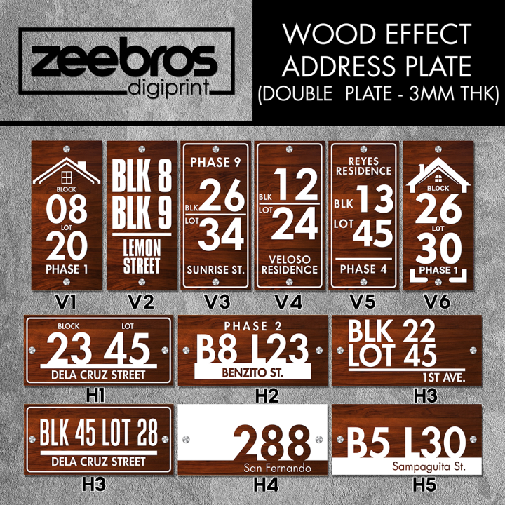 WOOD EFFECT ADDRESS PLATE (Double Plate - 3mm Thickness) ZEE Bros ...