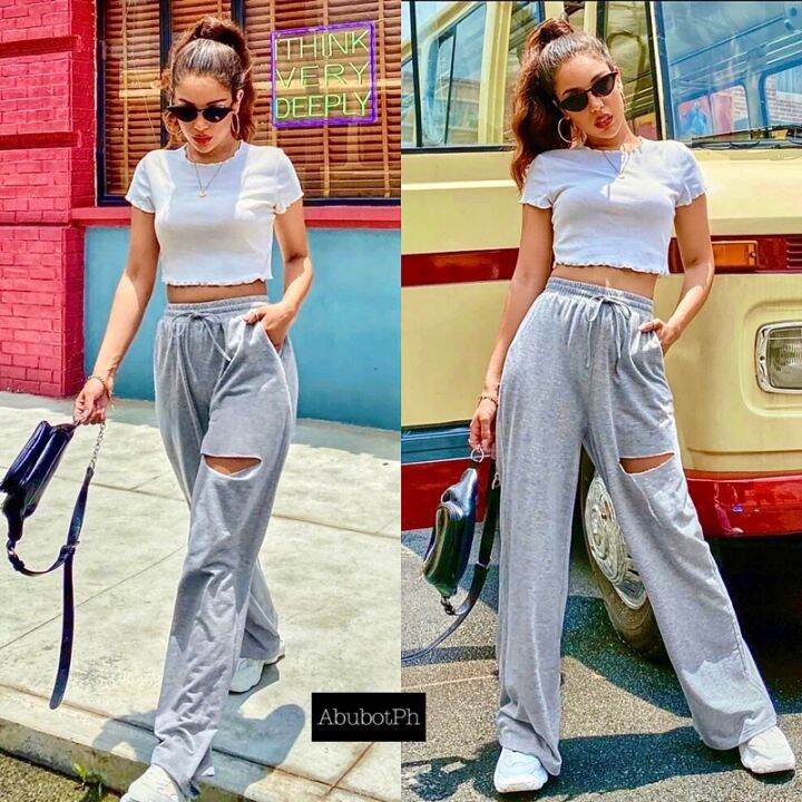 ARYA Ripped Wide Leg Pants | Lazada PH
