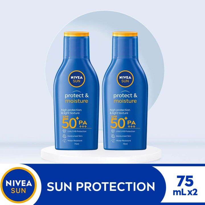 PACK OF 2 NIVEA Sun Protect & Moisture Lotion with SPF 50, 75ml | Lazada PH