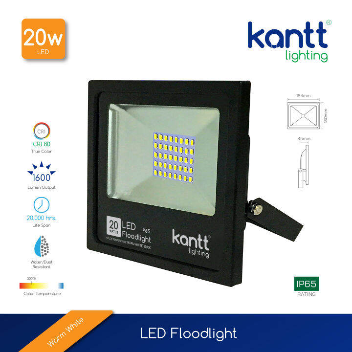 Kantt Lighting Warm White LED Waterproof Floodlight (IP65) - 10W / 20W ...