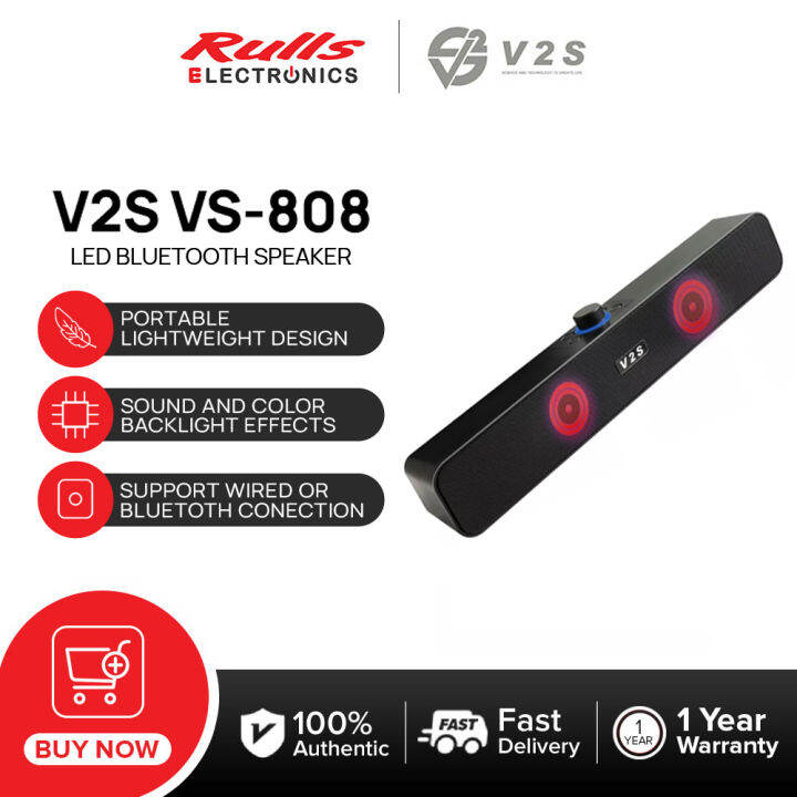 V2S VS-808 Bluetooth Speaker With LED Lighting Knob TF 360° Stereo ...