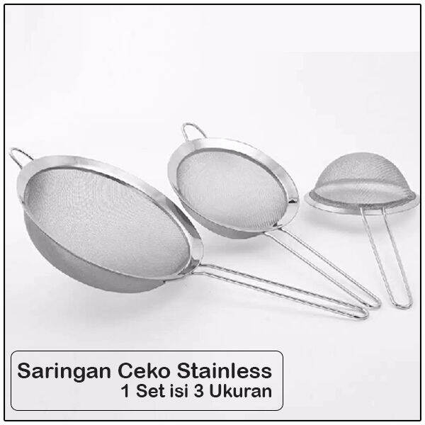 Set 3 Saringan Halus Stainless Saringan Minyak Saringan Ceko 8,10,16cm ...