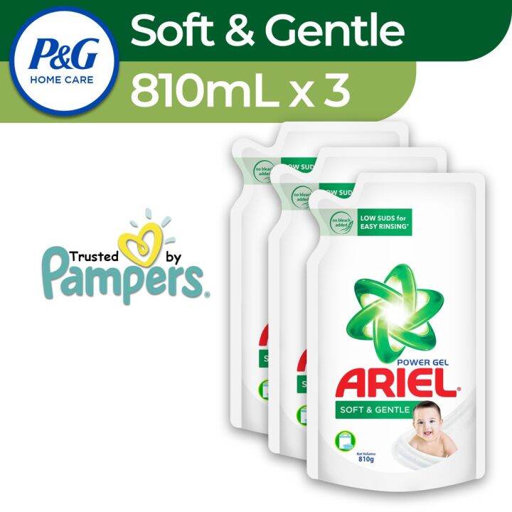 Ariel Liquid Detergent Soft and Gentle Pouch Refill 810mL x 3 | Lazada PH