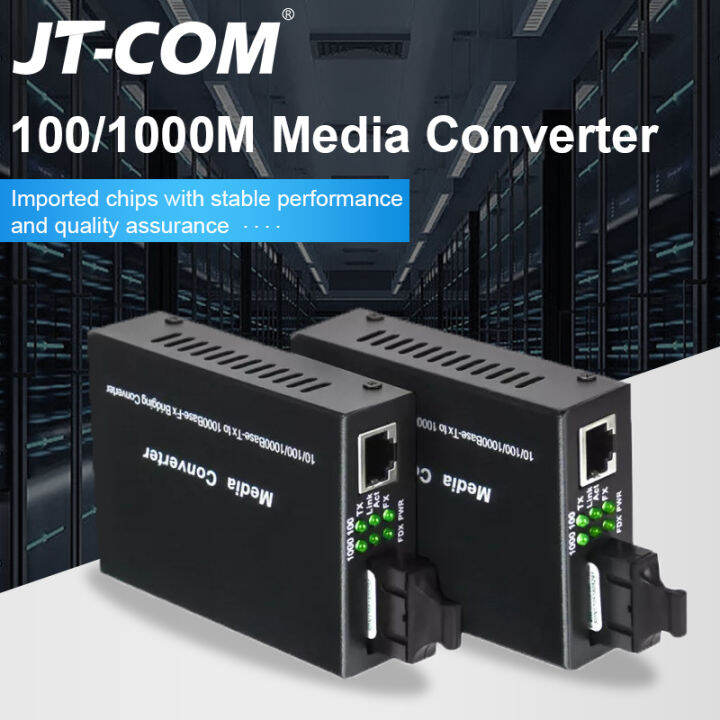 JT-COM Gigabit Ethernet Fiber Media Converter with a Built in 1Gb ...