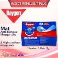 Baygon Mat Anti-Dengue Mosquitoes [1x Heater+5x mats(3g)] 5 Nights ...