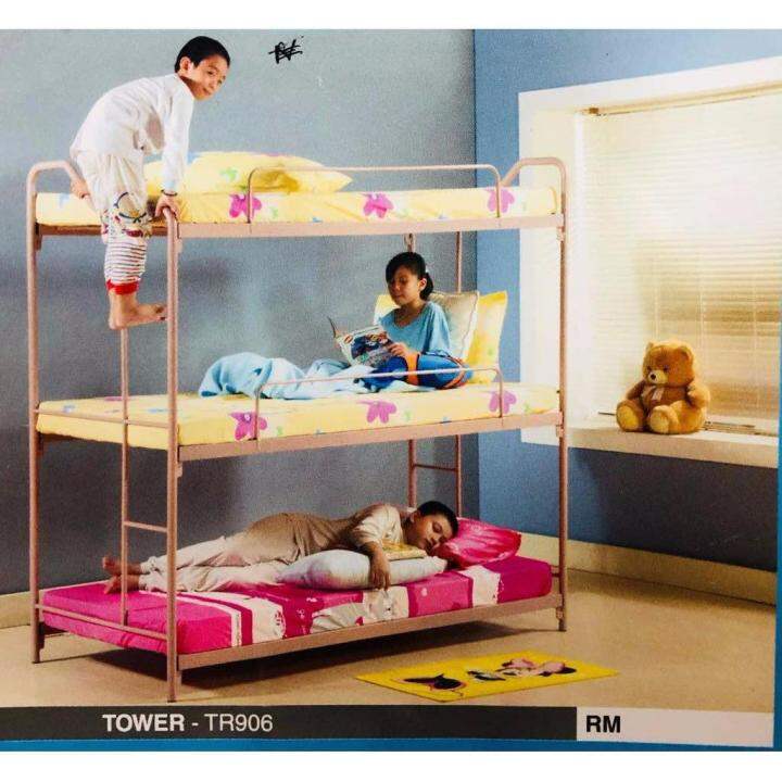 JFH 3V TR906 Tower Single TRIPLE Metal Bunk Bed/Double Decker Bed/KATIL ...
