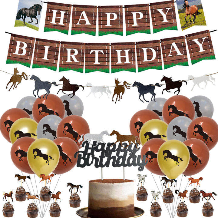 SURSURPRISE Western Cowboy Horse Themed Birthday Party Decorations ...