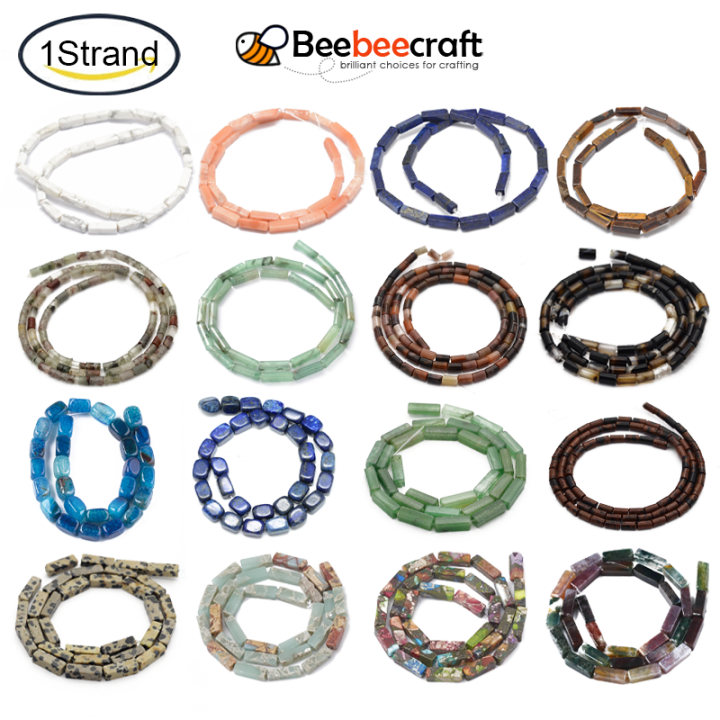 Beebeecraft 1 Strand Natural Dalmatian Jasper Cuboid Beads Strands Semi ...