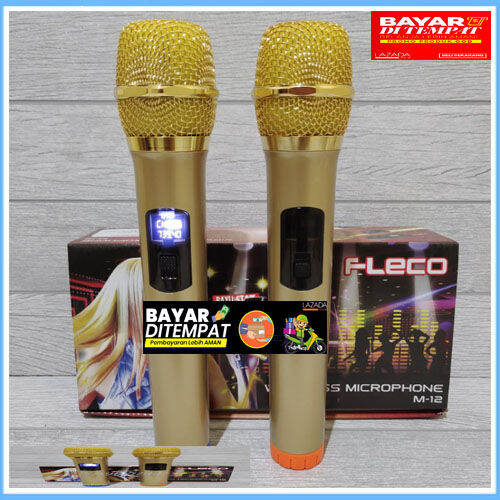 PAKET Mic Profesional Microphone Wireless Tanpa Kabel Merek Fleco type ...
