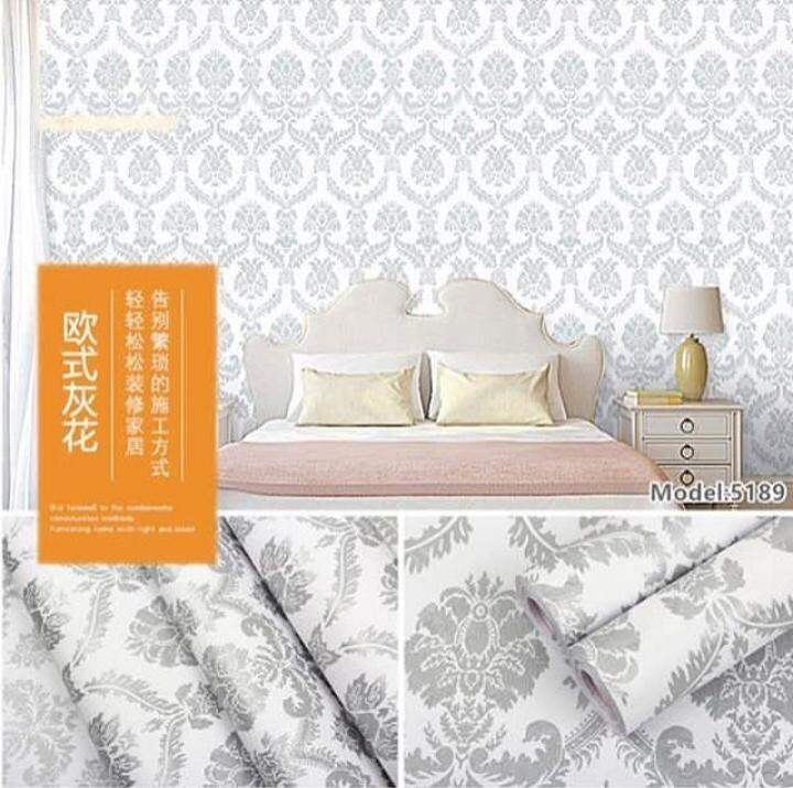 Wallpaper Batik Silver Background Putih Terang WB2 | Lazada Indonesia