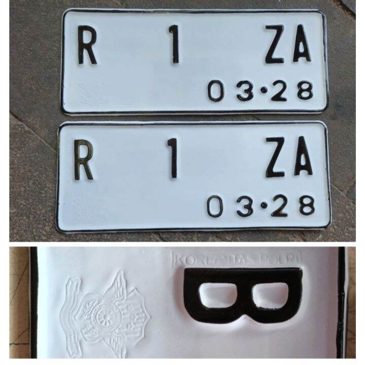 Custom PLAT NOMOR MOTOR terbaru plat putih standart lengkap logo proses ...