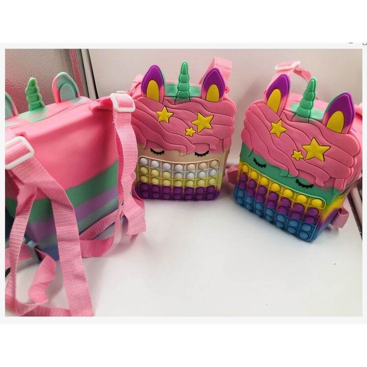 Cartoon Cute Pop It Backpacks Mini School Bag Macaron Children's ...