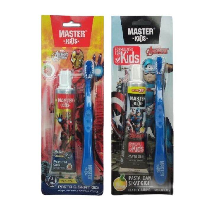 MASTER KIDS SIKAT GIGI-TOOTHBRUSH 2 IN 1 CAPTAIN AMERICA / IRON MAN ...