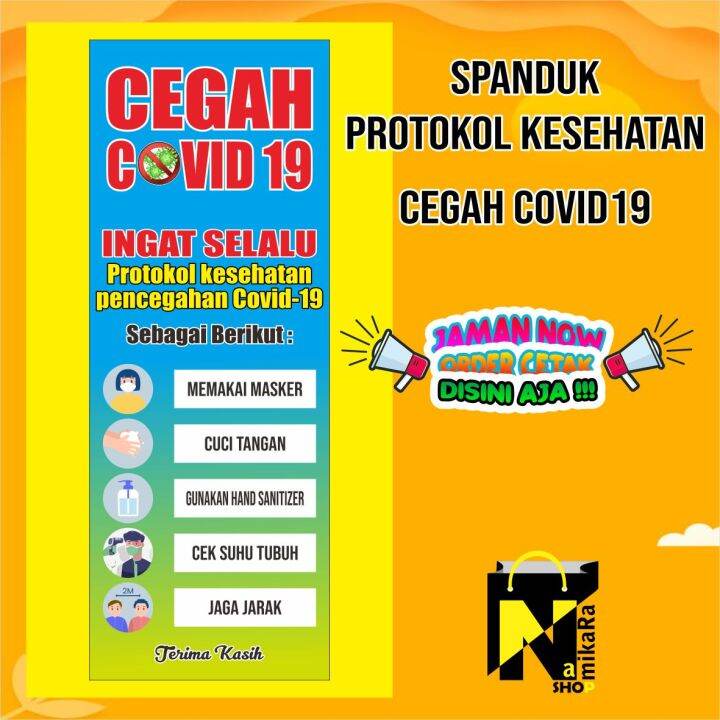 Spanduk Banner Protokol Kesehatan / ukuran 160x60 cm/ banner Prokes ...