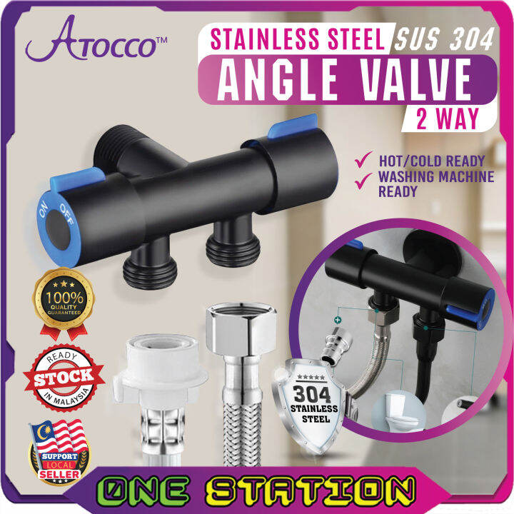 Stainless Steel SUS304 Angle Valve 2 Way Hot Cold Water Tap Pipe ...
