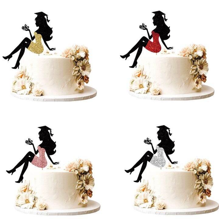 Glitter Paper Graduation Cake Topper Girl 2023 High Heels Lady Cake ...