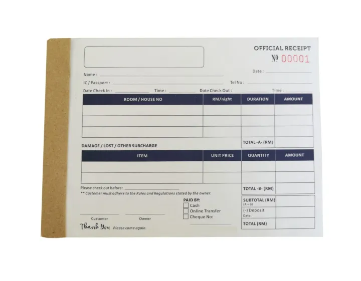 Buku Resit (Business Homestay/Rumah Inap/Guest House/Bilik Sewa/Rumah ...