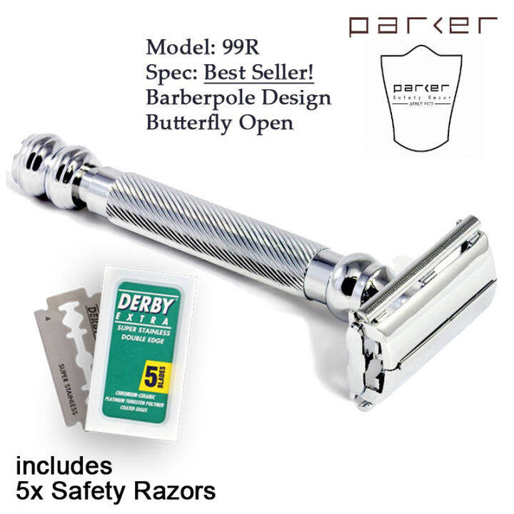 Parker 99R Barberpole Butterfly Open Double Edge Safety Razor | Lazada