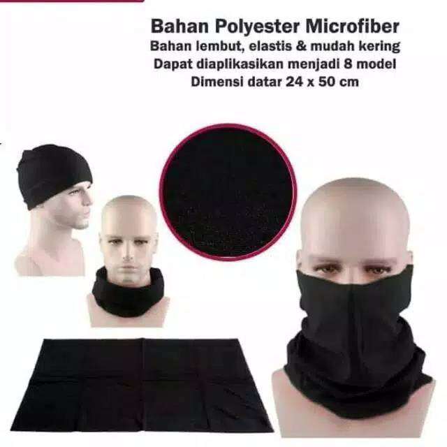 Masker Buff' Baff Baf Buf IMPORT Hitam Polos dan Motif multifungsi ...