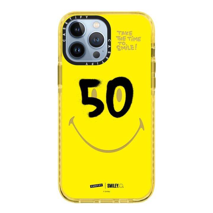 Casetify 50th Smiley Case 13 Pro Max Impact Case Color: Yellow [13PM สินค้าพร้อมส่ง] | Lazada.co.th