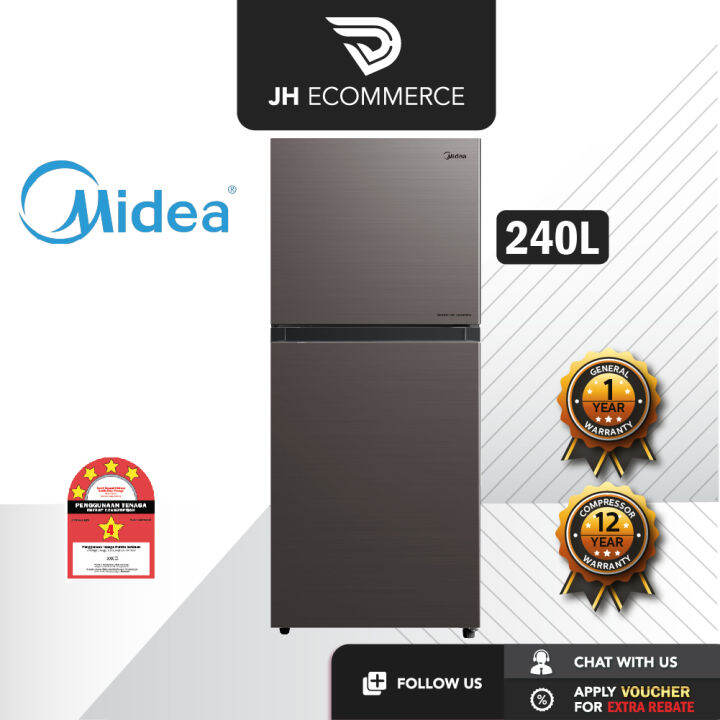 Midea 240L 2 Doors Inverter Quattro Refrigerator MDRT307MTB28-MY ...