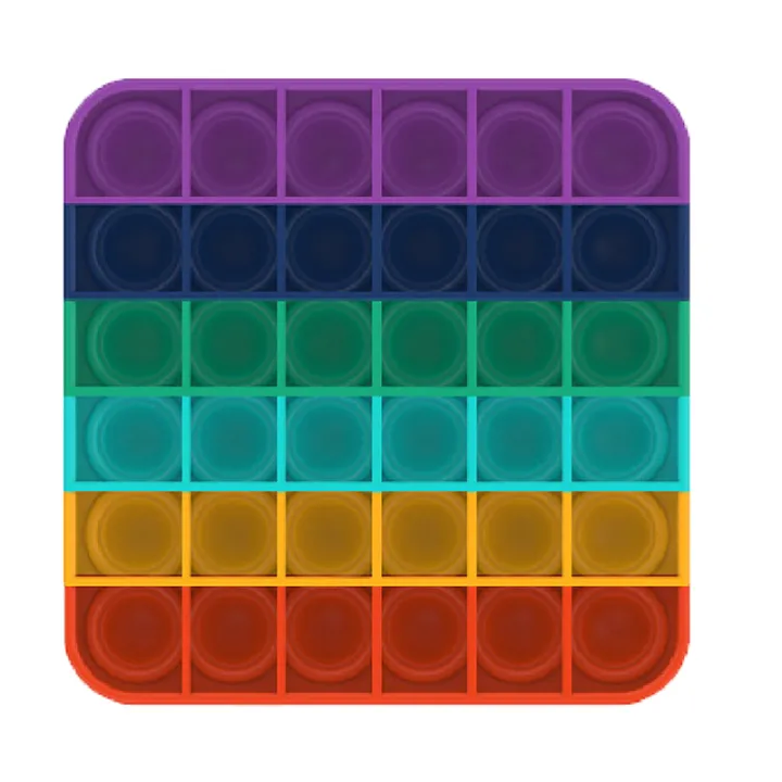 【Shipping 24 Hours】pop It Fidget Toy Squareรูปสายรุ้งBubble Fidget ...