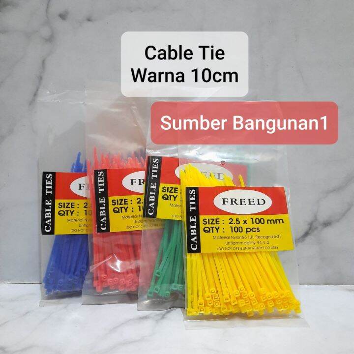 Kabel tis pagar 10cm cable tie 10 cm warna biru hijau merah kuning ...