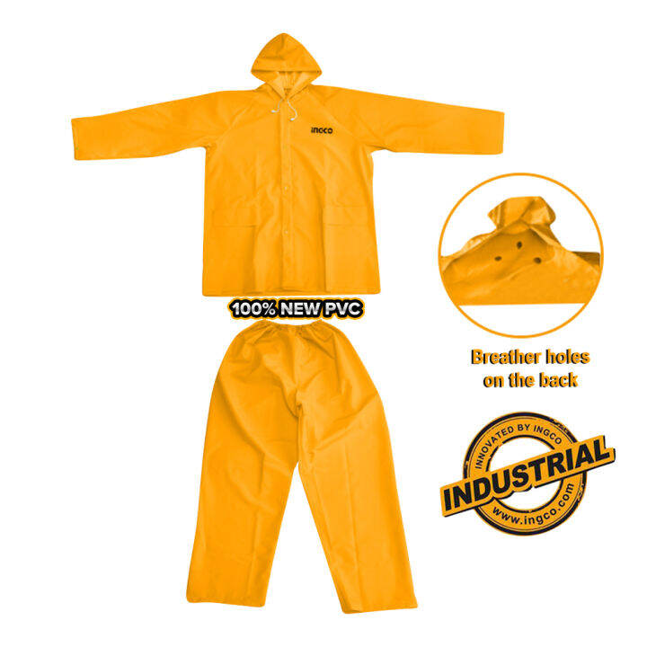 INGCO Industrial Rain Coat Suit Set w/ Zipper and Pocket 100% NEW PVC ...
