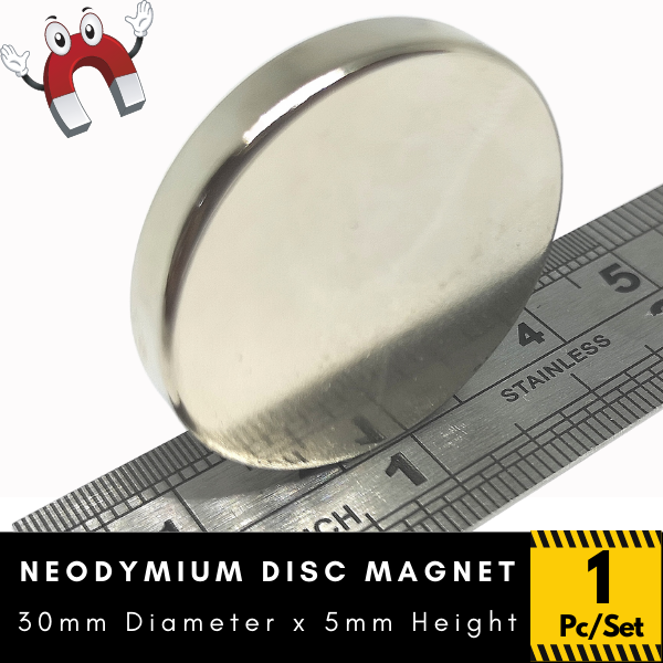 1 Pc. Neodymium Magnet 30mm Diameter x 5mm Height, N52 Super Strong ...