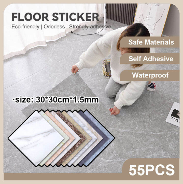 55PCS PVC Vinyl tiles Floor 30x30cm Self Adhesive Marble Stickers tiles ...