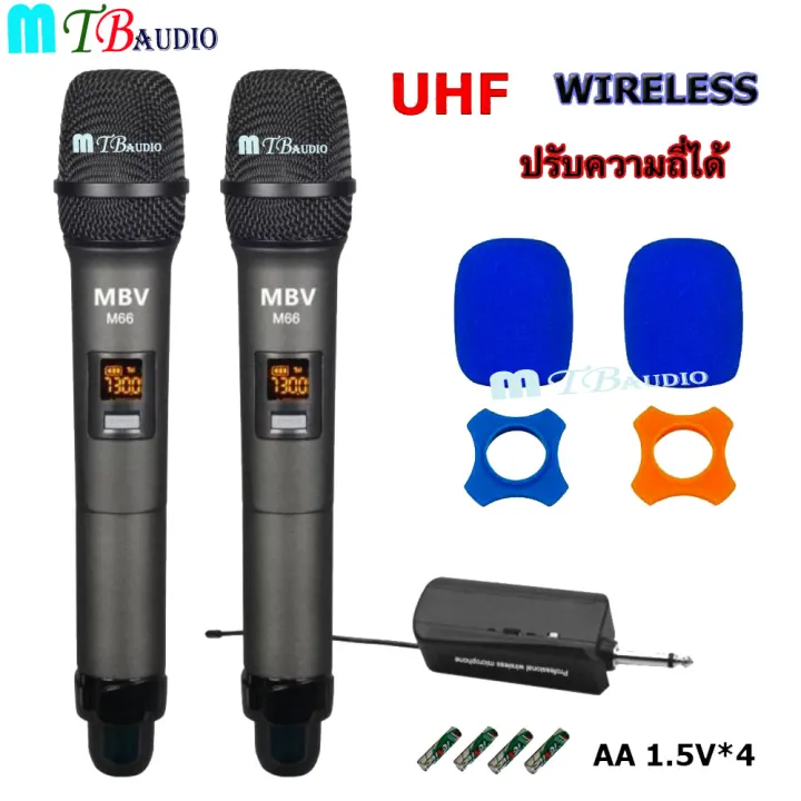MBV ไมค์โครโฟน ไมค์ลอยคู๋แบบพกพา ชุดรับ-ส่งไมโครโฟนไร้สาย ไมค์ลอยคู่แบบมือถือ Wireless ...